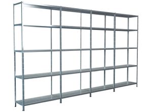 4058255070725 - Steckregal Stecksystem Grund- und 3x Anbauregale Regale Metall verzinkt 2000x3800x350 mm 20 Böden Gr B H T 380 cm x 200 cm x 35 cm silberfarben Werkstatt-Regale