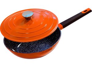 4019256019137 - Wok KING Shine Orange Pfannen Gr Ø 28 cm + Höhe 8 cm orange (orange schwarz) Woks Pfanne Ø 28 cm Induktion