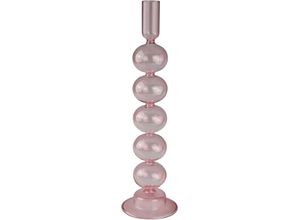 4056422302839 - Kerzenleuchter AM DESIGN Stabkerzenhalter aus Glas Kerzenhalter Gr H 30 cm rosa (rose) Windlichter Laternen Höhe ca 30 cm