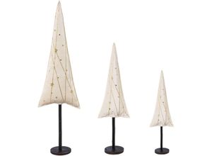 4064118993452 - Dekobaum CREATIV DECO Weihnachtsdeko Dekofiguren Gr B H 1700 cm x 5500 cm beige (creme) Dekoweihnachtsbäume aus Samtstoff mit Applikationen in 3 Größen 30x9 40x13 55x17 cm