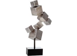 4001250747536 - Dekoobjekt CASABLANCA BY GILDE Skulptur Cubes antik silber Dekofiguren Gr B H T 27 cm x 56 cm x 14 cm silberfarben Deko-Objekte Dekofiguren Höhe 56 cm aus Metall Wohnzimmer