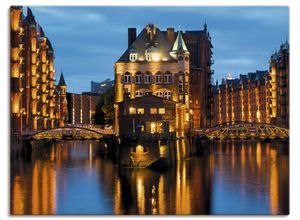 4059745918442 - Wandbild ARTLAND Teil der alten Speicherstadt in Hamburg Bilder Gr B H 120 cm x 90 cm Leinwandbild Deutschland Querformat 1 St blau Bild Poster Bilder als Alubild Leinwandbild Wandaufkleber oder in versch Größen