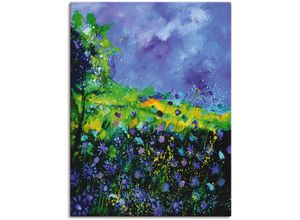 4059745463287 - Wandbild ARTLAND Wilde Blumen Bilder Gr B H 90 cm x 120 cm Leinwandbild Blumenwiese Hochformat 1 St blau Bild Metallbild Metallbilder Bilder als Alubild Leinwandbild Wandaufkleber oder Poster in versch Größen