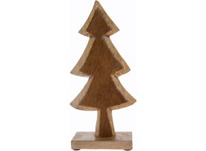 4250965958687 - Dekobaum MYFLAIR MÖBEL & ACCESSOIRES aus Holz mit Fell-Dekoration Weihnachtsdeko Dekofiguren Gr H 35 cm braun Deko-Weihnachtsbaum Weihnachtsdekoration Dekoweihnachtsbäume Dekofiguren