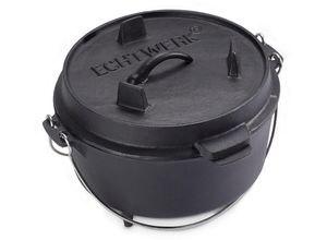 4260238062515 - Schmortopf Dutch Oven schwarz H19cm Ø254cm Töpfe Feuertopf Gusseisen BBQ Kochtopf bereits eingebrannt 49 Liter