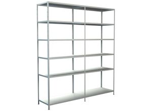 4004514122568 - Steckregal Stecksystem Grund- und Anbauregal Regale Metall weiß 2300x2000x500 mm 12 Böden Gr B H T 200 cm x 230 cm x 50 cm weiß Werkstatt-Regale