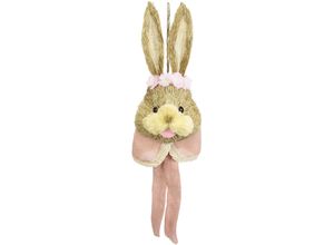 4019844799809 - Dekofigur IGEA Tierfigur Bast-Hasenkopf Hase Osterhasen Deko Ostern Osterdeko Dekofiguren Gr B H 21 cm x 80 cm rosa Weihnachtsengel Weihnachtsfiguren Türdeko Wanddeko Osterfigur Frühlingsdeko Dekohase Skulptur Frühling