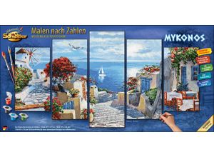 4000887947975 - Malen nach Zahlen SCHIPPER Meisterklasse Polyptychon - Mykonos Malvorlagen bunt Kinder Basteln Malen Kosmetik Schmuck Made in Germany