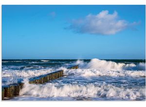 4062144830307 - Wandbild ARTLAND Buhnen an der Küste Ostsee II Bilder Gr B H T 120 cm x 80 cm x 1 cm Alu-Dibond-Druck Meer Bilder Querformat 1 St blau Kunstdrucke als Alubild Leinwandbild Wandaufkleber oder Poster in versch Größen