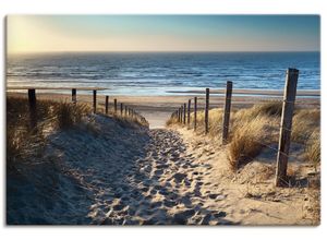 4059745929967 - Wandbild ARTLAND Weg zum Nordseestrand Sonnenuntergang Bilder Gr B H 90 cm x 60 cm Leinwandbild Strand Querformat 1 St beige (naturfarben) Bild Metallbild Metallbilder Bilder als Alubild Leinwandbild Wandaufkleber oder Poster in versch Größen