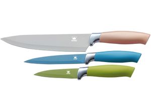 4019256018338 - Messer-Set KING Metallic bunt (grün blau blassrosa) Edelstahl Kochmesser-Sets