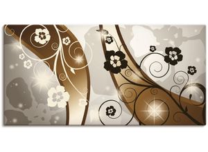 4055327469173 - Wandbild ARTLAND Braune Wirbel mit Blumen Bilder Gr B H 150 cm x 75 cm Leinwandbild Muster 1 St braun Bild Poster Bilder als Leinwandbild Wandaufkleber oder in versch Größen