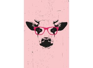 4049009635161 - Leinwandbild QUEENCE Kuh mit Brille Bilder Gr B H T 80 cm x 120 cm x 2 cm rosa Leinwandbilder Bilder