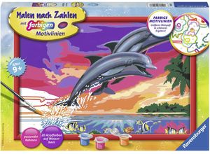 4005556289073 - Malen nach Zahlen - Jeder kann malen (Mal-Sets) Bildgröße 31 x 21 cm Ravensburger Malen nach Zahlen 28907 - Welt der Delfine - Kinder ab 9 Jahren