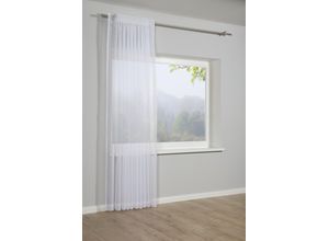 4003018366836 - Gardine Schal mit Gardinenband Voile Uni weiß B450cm H245cm Obermaterial 100% Polyester Gardinen Stoff Voile Uni