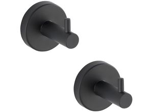 4008838327944 - Wandhaken Uno Bosio Black matt 2er Set Edelstahl rostfrei Schwarz Edelstahl rostfrei matt - schwarz - Wenko