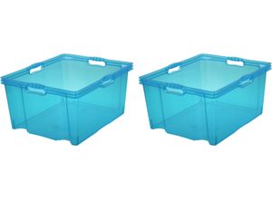 4052396043716 - Organizer KEEEPER franz Aufbewahrungsboxen Gr B H T 43 cm x 26 cm x 52 cm blau Aufbewahrungsbox Stapelbox Körbe Boxen Aufbewahrungsboxen xxl hochwertiger Kunststoff 44 L