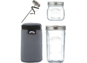 5010853273129 - Aufbewahrungssystem KILNER Lebensmittelaufbewahrungsbehälter Gr B H L 9 cm x 20 cm x 18 cm farblos (transparent) Frischhaltedosen mit Schraubdeckel sowie ein Thermometer und Neopren-Isolierbeutel)