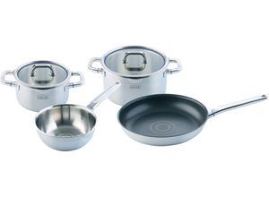 4006925280059 - Topf-Set Lafer Edelstahl 18 10 (Set 6-tlg je 1x Fleischtopf Ø 20 24 cm 1 Sauteuse Ø 20 cm 1 Bratpfanne Ø 28 cm) Induktion silberfarben