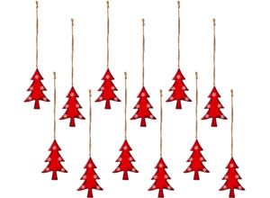 4064118995470 - Hänge-Weihnachtsbaum CREATIV DECO Weihnachtsdeko rot Dekohänger Gr B H T 75 cm x 12 cm x 100 cm rot Dekoweihnachtsbäume mit Schneeflocken-Design