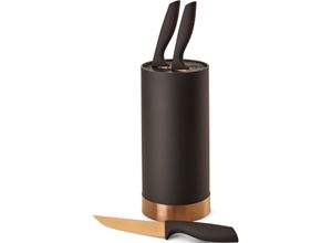 4260238064212 - Messerblock Messerblöcke rosegold (altkupferfarben) Echtwerk Messer Set 4tlg mit Borsteneinsatz 11 cm x 22 cm inkl 3 Kochmessern