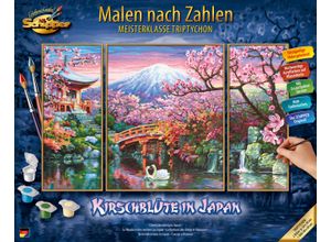 4000887927519 - Malen nach Zahlen SCHIPPER Meisterklasse Triptychon - Kirschblüte in Japan Malvorlagen bunt Kinder Basteln Malen Kosmetik Schmuck Made Germany