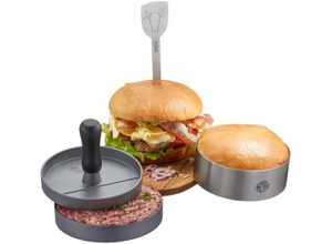 4006664894944 - Burgerpresse GEFU BBQ silber B33cm L19cm T02cm Aluminium Edelstahl Kunststoff Küchenpressen hochwertiges Edelstahl-Set für perfekte Burger einfach zu handhaben