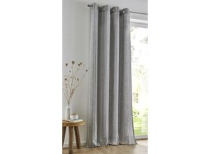 4016478977955 - Vorhang KUTTI Raya Gr 1 grau (grau sanftes weiß) B130cm H145cm Leinenstruktur Polyester Gardinen mit praktischen Ösen blickdicht und abdunkelnd