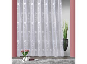 4005385838268 - Gardine WECKBRODT Lilly Gr 5 weiß B900cm H160cm Jacquard Polyester Gardinen Store halbtransparent Jacquard floral geblümt Bleibandabschluss