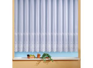 4005385129021 - Gardine WECKBRODT Santos Gardinen Gr 120 cm Kräuselband 300 cm weiß Gardinenstore Kräuselband Gardine Store halbtransparent Voile echte Stickerei Bordüre Kante gebogt