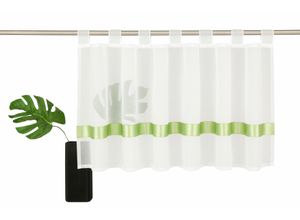 6930325418416 - Scheibengardine MY HOME EBY Gardinen Gr 30 cm Schlaufen 120 cm grün Scheibengardinen transparent Gardine Fertiggardine Mit farbigem Satinband