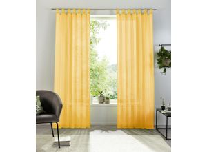 6941446605913 - Gardine MY HOME XANA Gardinen Gr 225 cm Schlaufen 140 cm gelb Schlaufen Gardine 1 Schal transparent Voile einfarbig pflegeleicht