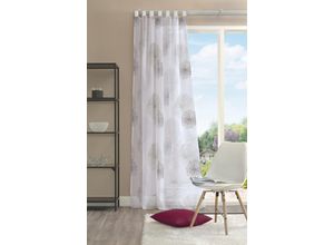 4056751289542 - Vorhang HOME WOHNIDEEN RAWLINS Gardinen Gr 145 cm Schlaufen 140 cm grau Schlaufen Gardine Schal aus Voile bedruckt