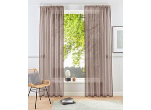 6941446605272 - Gardine MY HOME XANA Gr 3 braun (taupe) B140cm H225cm Voile Polyester Gardinen Voile Bestseller einfarbig 1 Schal pflegeleicht unifarben