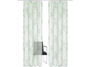 6920192965649 - Gardine MY HOME Paula Gardinen Gr 145 cm Kräuselband 140 cm grün Kräuselband Gardine Halbtransparent Voile Polyester