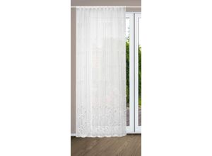 4056751317948 - Vorhang HOME WOHNIDEEN SUSANA Gardinen Gr 120 cm Faltenband 250 cm weiß Esszimmergardinen Faltenbandstore Jacquard fein SUSANA