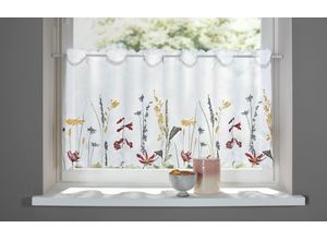 6920192975914 - Scheibengardine HOME AFFAIRE Bille Gardinen Gr 30 cm Durchzuglöcher 90 cm bunt Scheibengardinen transparent Gardine transparent echter Voile mit Stickerei waschbar