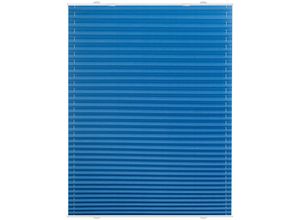 4250434131290 - Plissee ORIGINAL Haftfix Plissees Gr 130 cm zweiseitig verschiebbar 50 cm blau (blau weiß) Plissees ohne Bohren Plissee Crush-Optik mit Saugnapf