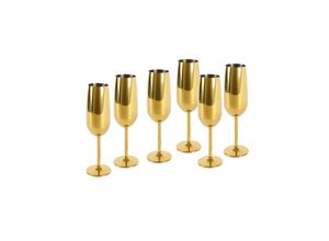 4260238064175 - Champagnerglas Trinkgefäße Gr 6er-Set goldfarben Sektgläser Champagnergläser Sektglas Sektkelch Champagnerkelch bruchsicher 250 ml