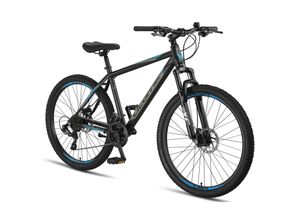 4260647782059 - Licorne Bike Guide Premium Mountainbike in 20 24 und 26 Zoll - Fahrrad für Mädchen Jungen Herren und Damen - Shimano 21 Gang-Schaltung Kinderfahrrad Kinder FarbeSchwarz Blau Zoll275