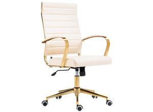 4251756494957 - Ergonomischer Bürostuhl Havanna Kunstleder I Höhenverstellbarer Schreibtischstuhl Mit Metall-Gestell In Gold-Optik I 360 Grad Drehbar