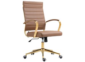 4251756494971 - Ergonomischer Bürostuhl Havanna Kunstleder I Höhenverstellbarer Schreibtischstuhl Mit Metall-Gestell In Gold-Optik I 360 Grad Drehbar
