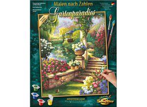 4000887913796 - Malen nach Zahlen SCHIPPER Meisterklasse Premium - Gartenparadies Malvorlagen bunt Kinder Basteln Malen Kosmetik Schmuck Made in Germany