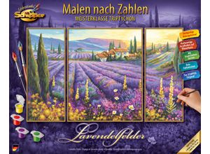 4000887926048 - Malen nach Zahlen SCHIPPER Meisterklasse Triptychon - Lavendelfelder Malvorlagen bunt Kinder Basteln Malen Kosmetik Schmuck Made in Germany