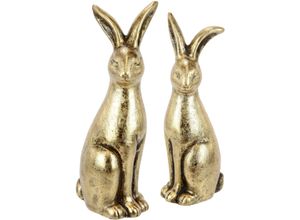 4019844798642 - Osterhase IGEA Hasen Paar Ostern Dekofiguren Gr B H 6 cm x 18 cm goldfarben Dekofiguren Dekofigur Osterdeko Osterfigur