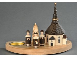 4250770402894 - Teelichthalter ALBIN PREISSLER Seiffener Kirche mit Kurrende Weihnachtsdeko Kerzenhalter Gr B H T 20 cm x 9 cm x 10 cm beige (natur) Kerzenhalter Teelichthalter Weihnachtsdekoration