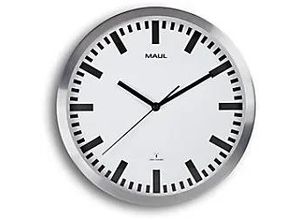 4002390065719 - MAUL Wanduhr MAULpilot Aluminium gebürstet Ø 305 mm Funkuhrwerk silber