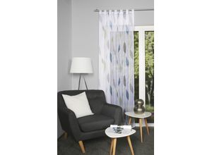 4056751420198 - Gardine HOME WOHNIDEEN PAOLO bunt (blau grün grün) B140cm H245cm Voile Obermaterial 100% Polyester Gardinen halbtransparent