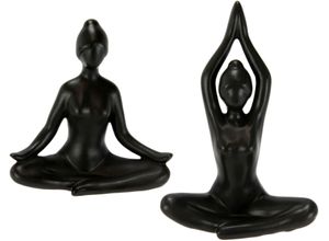 4019844793326 - Dekofigur IGEA Yoga-Frau Dekofiguren Gr B H 16 cm x 17 cm schwarz Weihnachtsengel Weihnachtsfiguren 3er Set Yogafigur Yogaskulptur