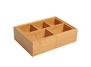 4250871263226 - Ausziehbarer Organizer mit 5 bis 7 Fächer natur (246-41) x 176 x 7 cm (LxBxH) Schubladenorganizer Aufbewahrungsbox Organisation